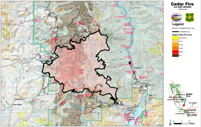 Cedar Fire has almost reached full containment, cost at $54.5 million ...