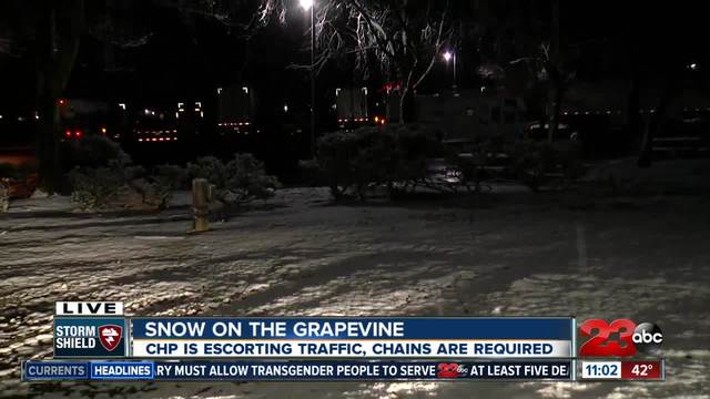 California Highway Patrol escorting traffic on Grapevine, snow reported ...